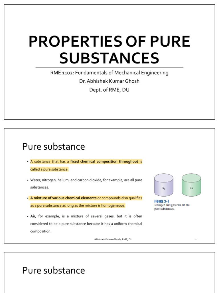 Properties of Pure Substance | PDF | Gases | Chemical Substances