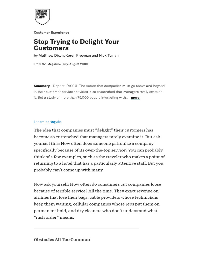 Rethinking Customer Delight Strategies | PDF | Customer Satisfaction ...