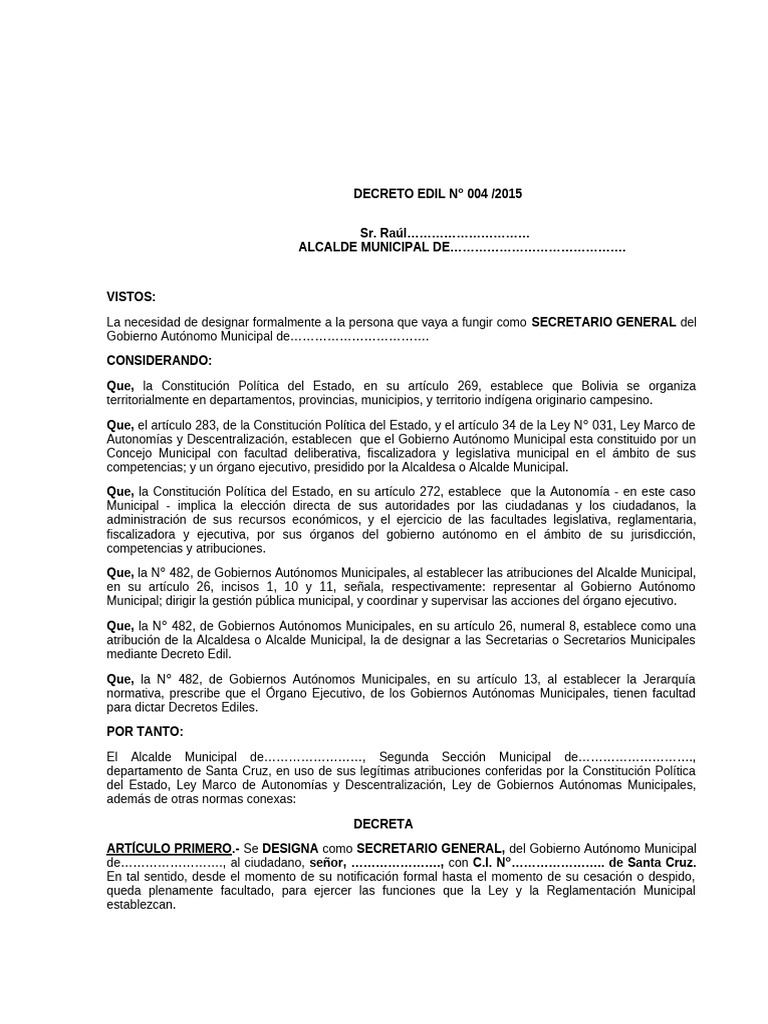 Decreto Edil | PDF | Alcalde | Gobernancia