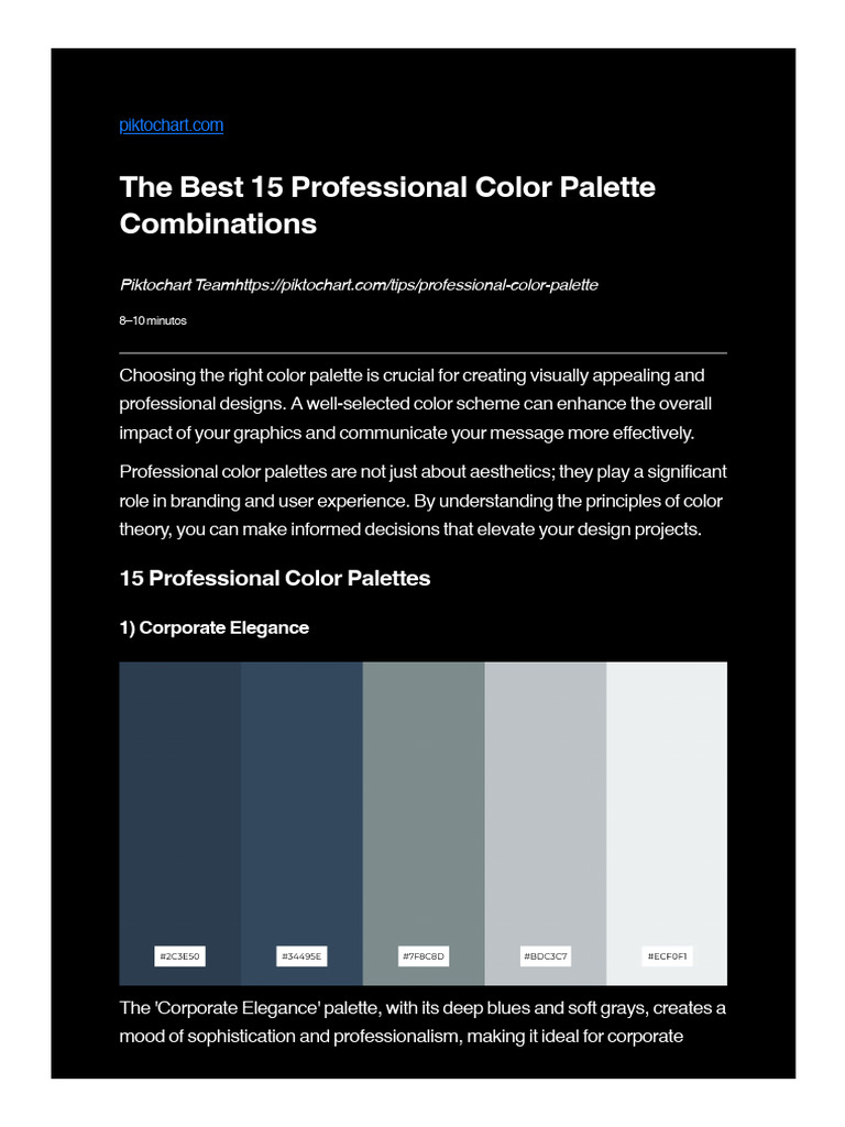 Top 15 Professional Color Palettes | PDF | Vision | Color