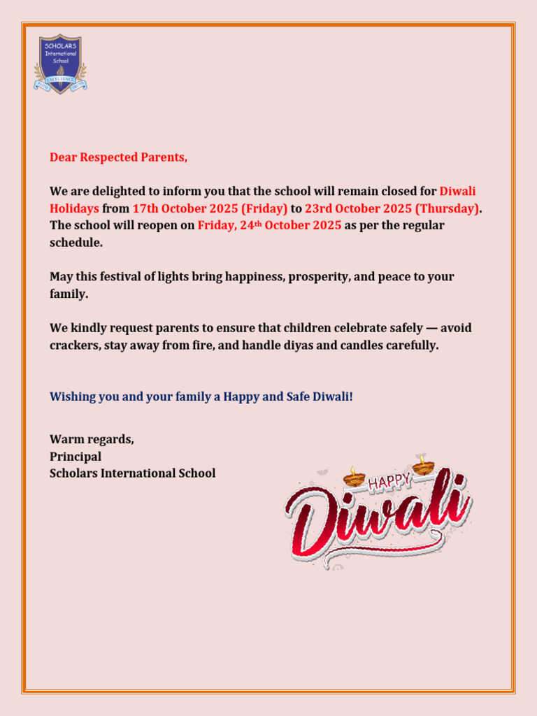 Diwali Holiday Notice 2025. | PDF