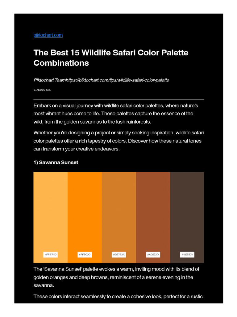 Wildlife Safari Color Palette Guide | PDF | Color