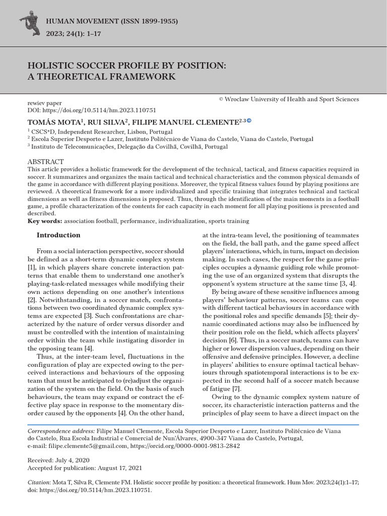 HM - Holistic Soccer Profile by Position - A Theoretical Framework (T ...