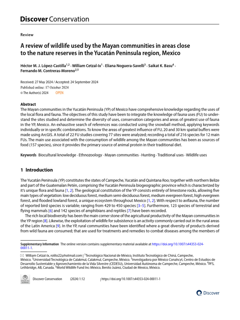 Mayan Wildlife Uses in Yucatán Conservation | PDF | Biodiversity | Campeche