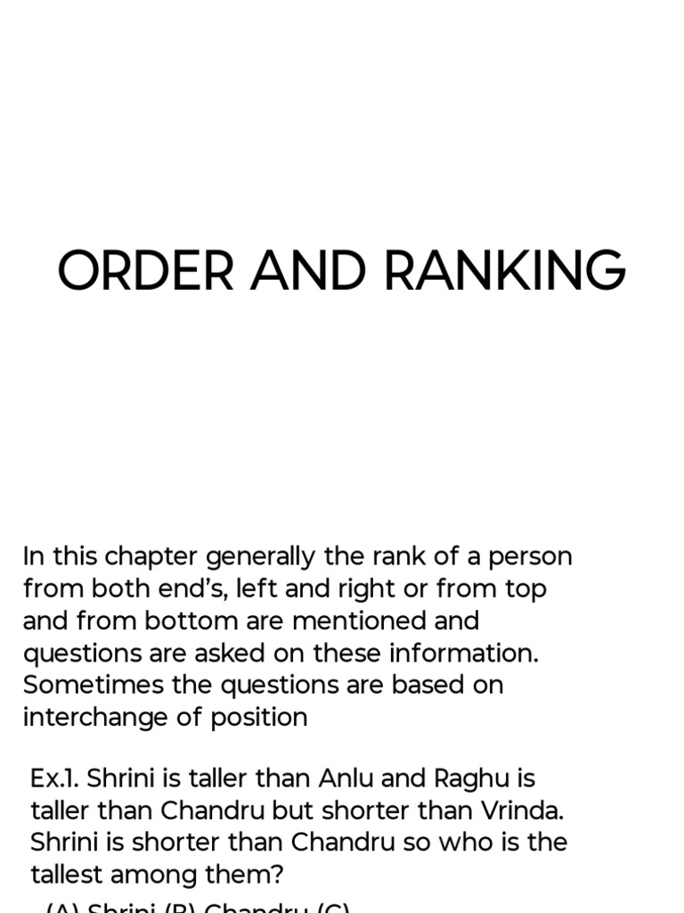 Order and Ranking Sub | PDF