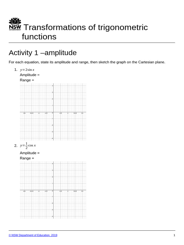MA T3 Resources Transformations of Trigonometric Functions | PDF | Trigonometric Functions ...