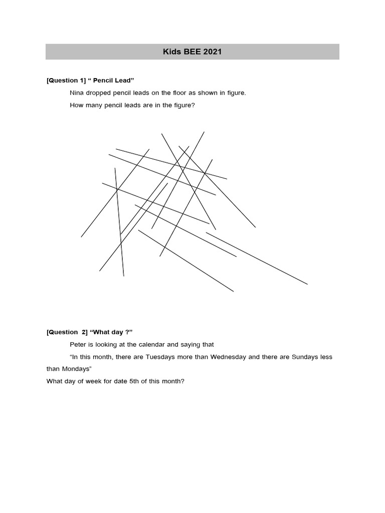 Kids BEE 2021: Math and Logic Challenges | PDF | Postage Stamp ...