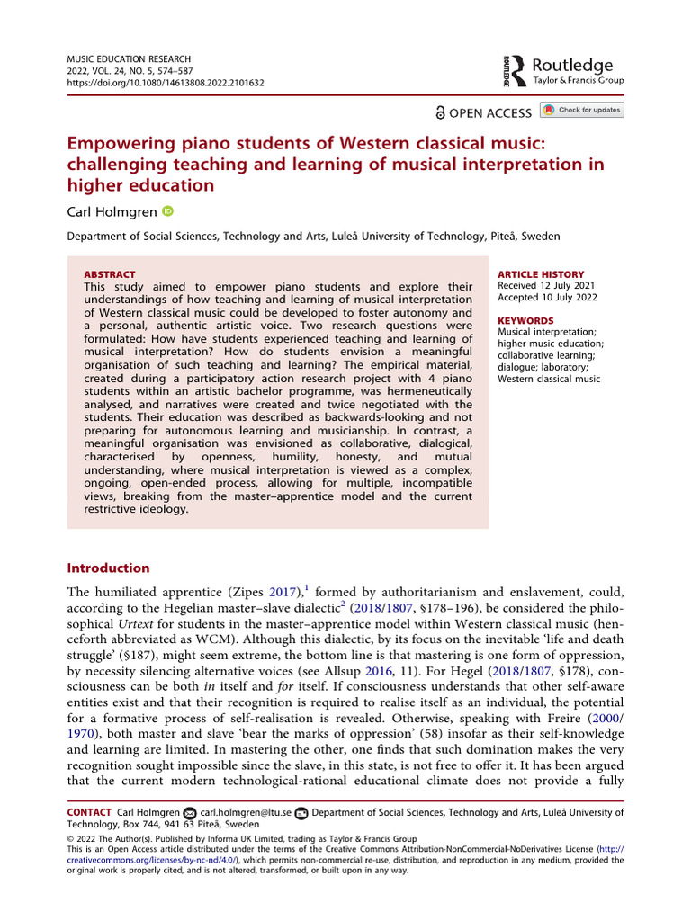 Empowering Piano Students' Musical Interpretation | PDF | Narrative ...