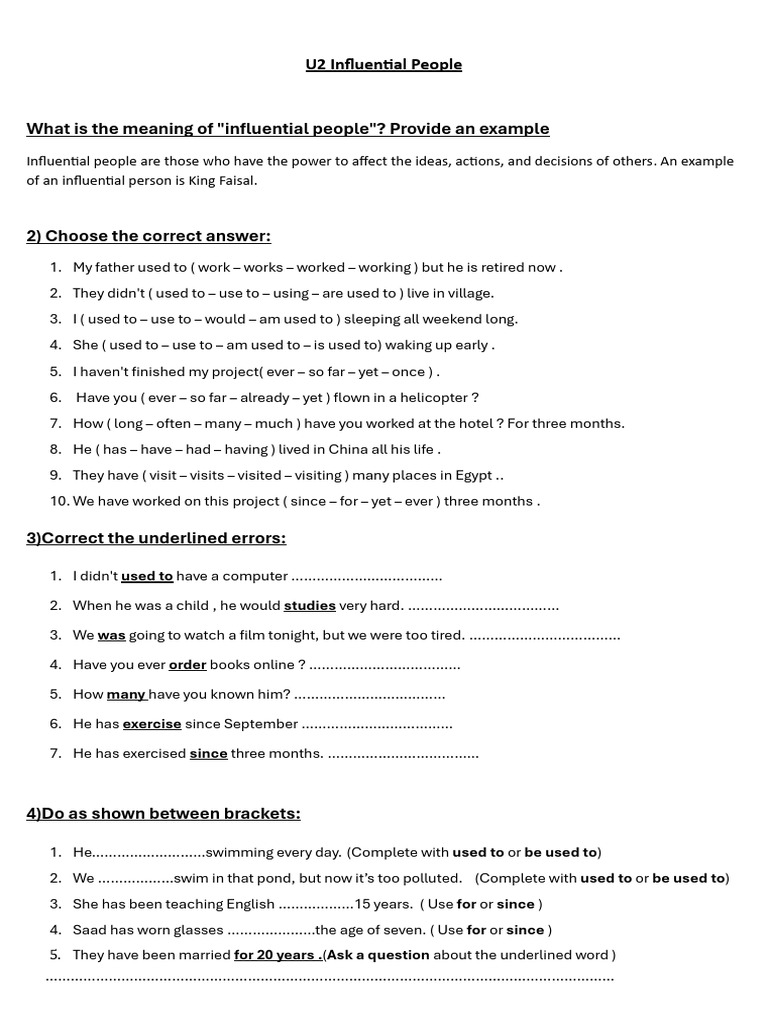 U2 Influential People-Worksheet | PDF