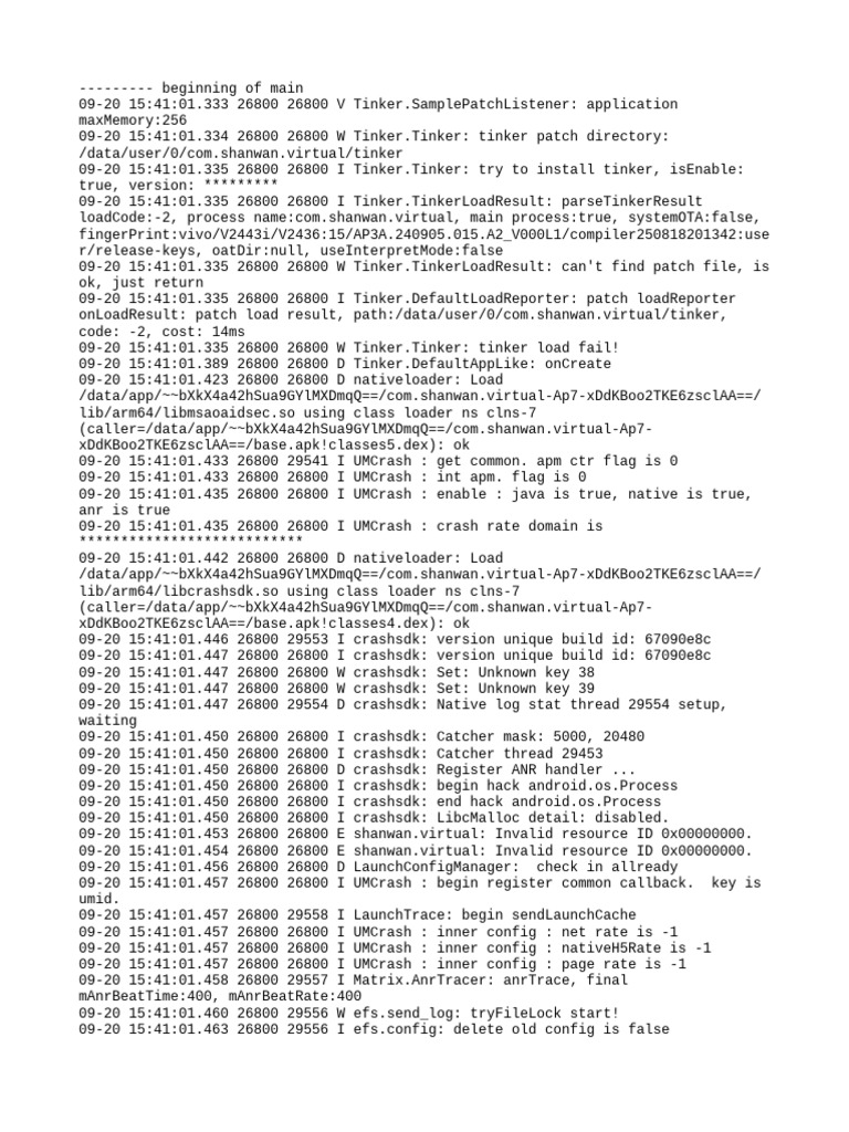 Com - Shanwan.virtual Logcat | PDF | Software Engineering | System Software