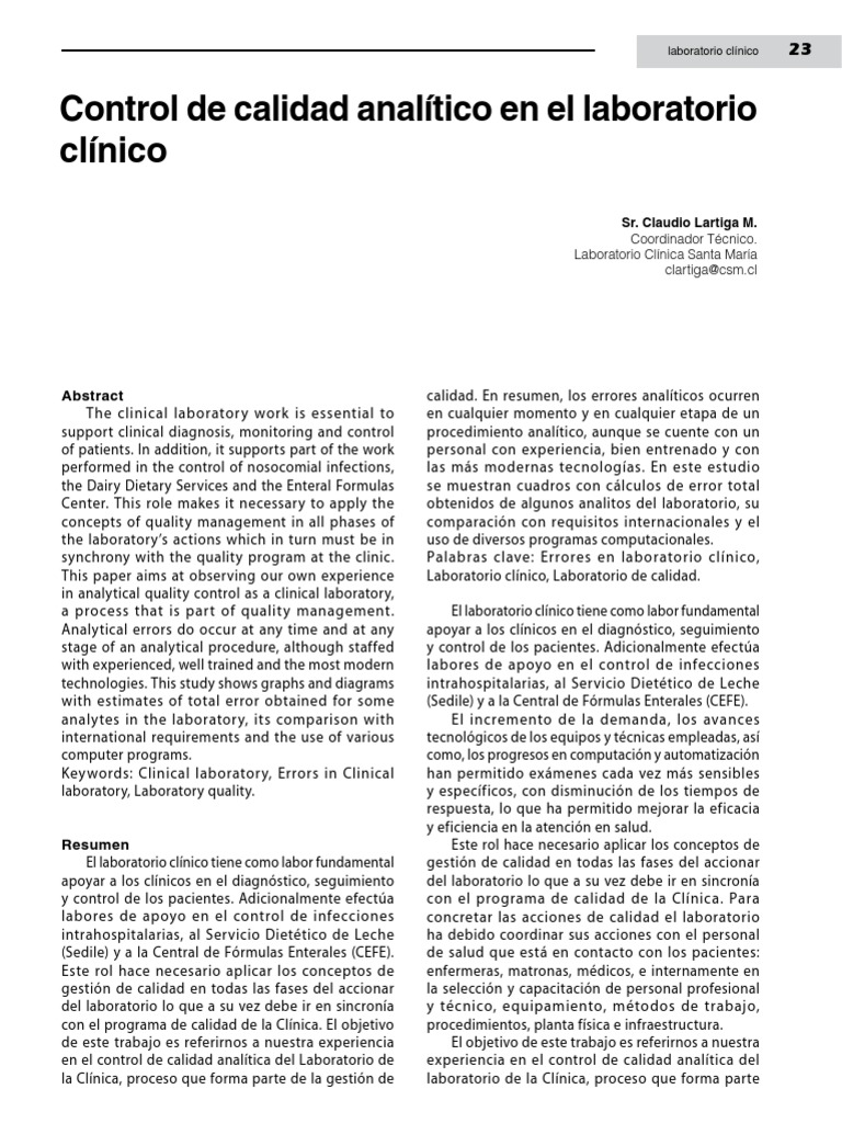 Control De Calidad Csm Pdf Medición Laboratorios