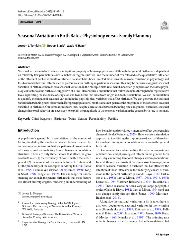 10, 11 y 12 Seasonal Variation in Birth Rates | PDF | Twin | Seasonality
