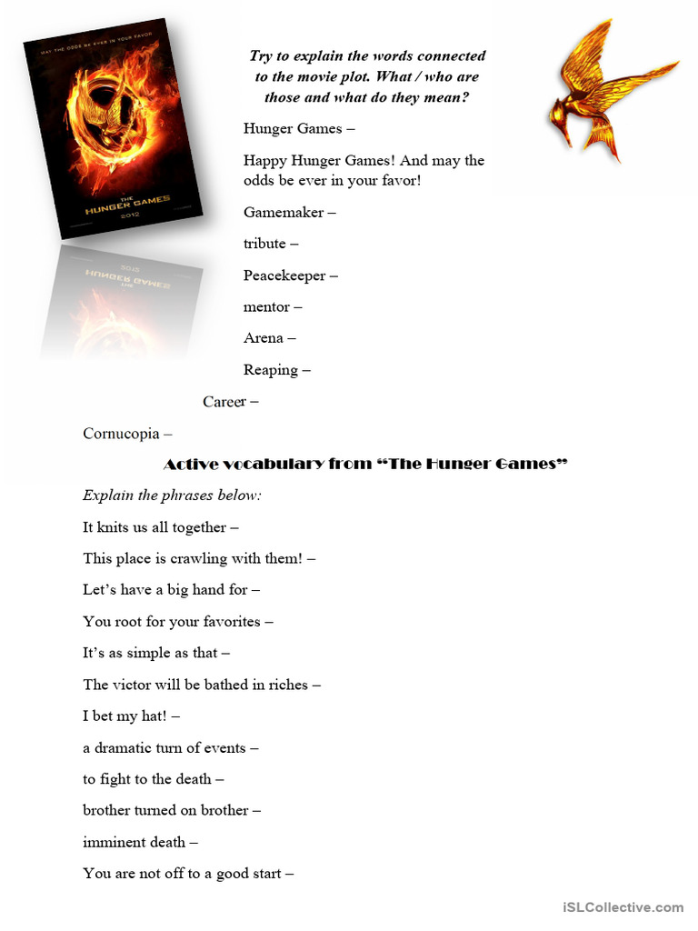 The Hunger Games (Movie Worksheet) | PDF | The Hunger Games