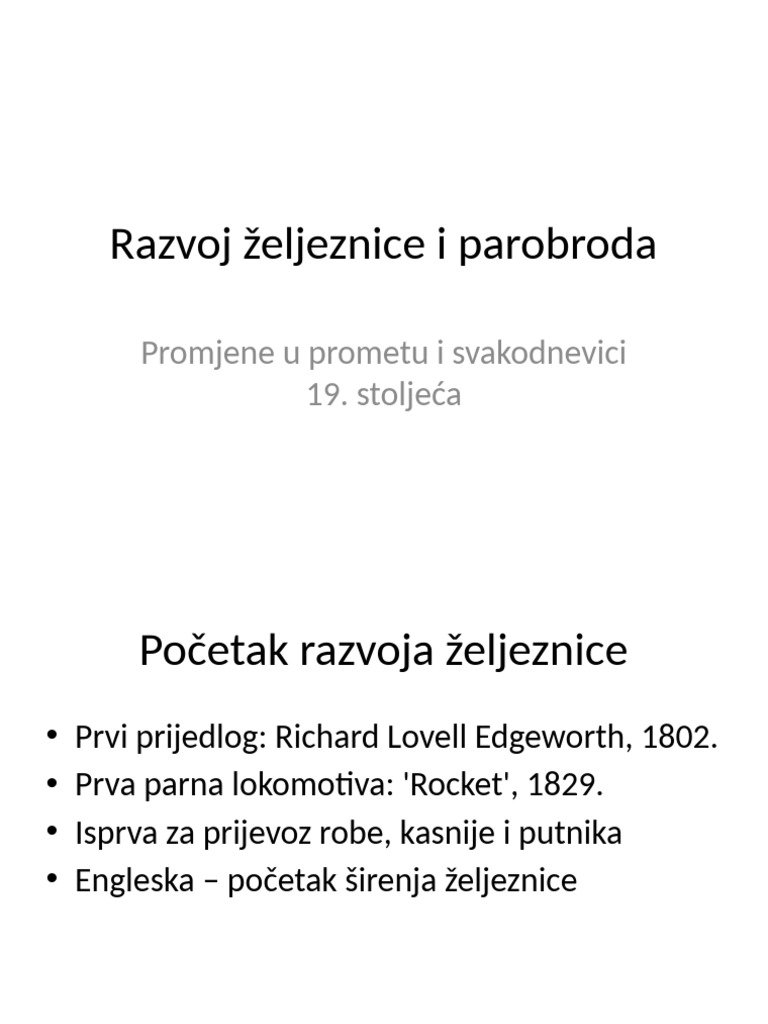 Razvoj Zeljeznice I Parobroda | PDF