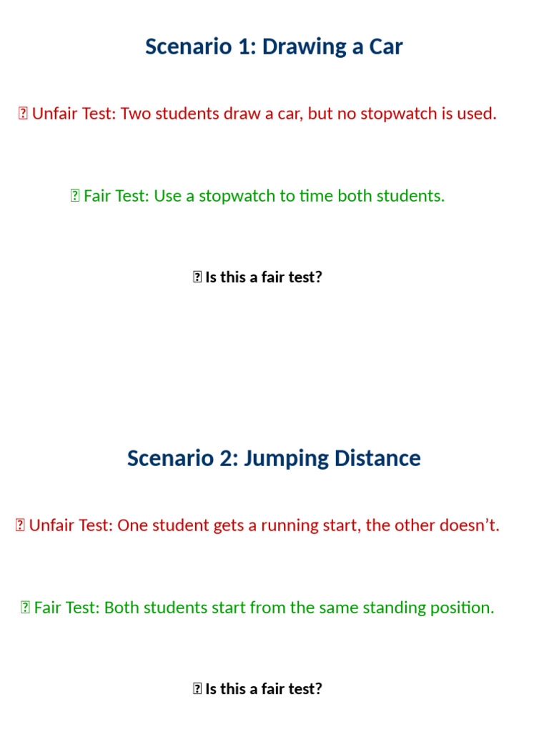 Fair vs Unfair Test Scenarios | PDF