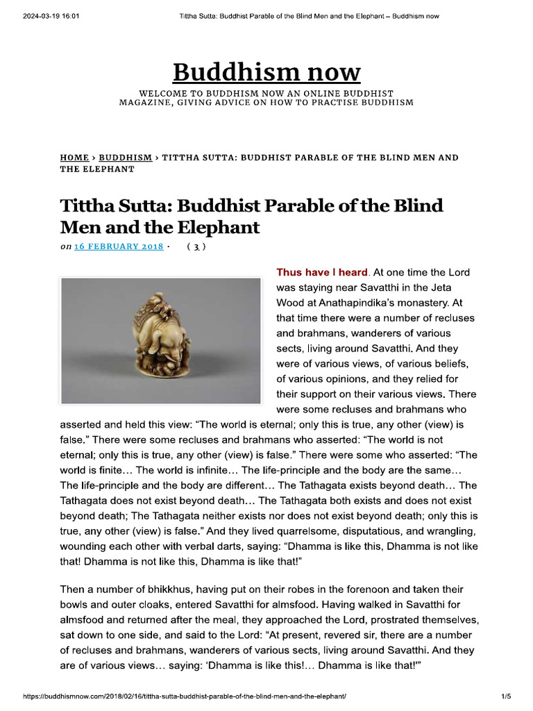 Buddhist Parable of The Blind Men and The Elephant | PDF