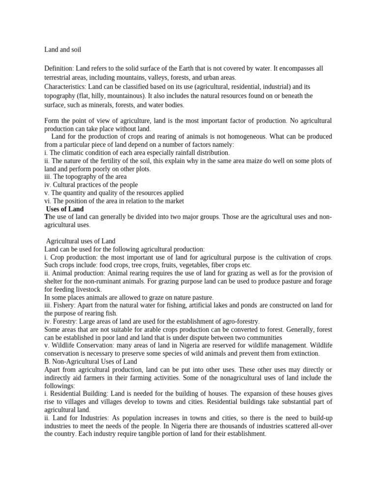AGC 201 Forming Notes On Land and Soil Resources For 2024&2025 | PDF ...