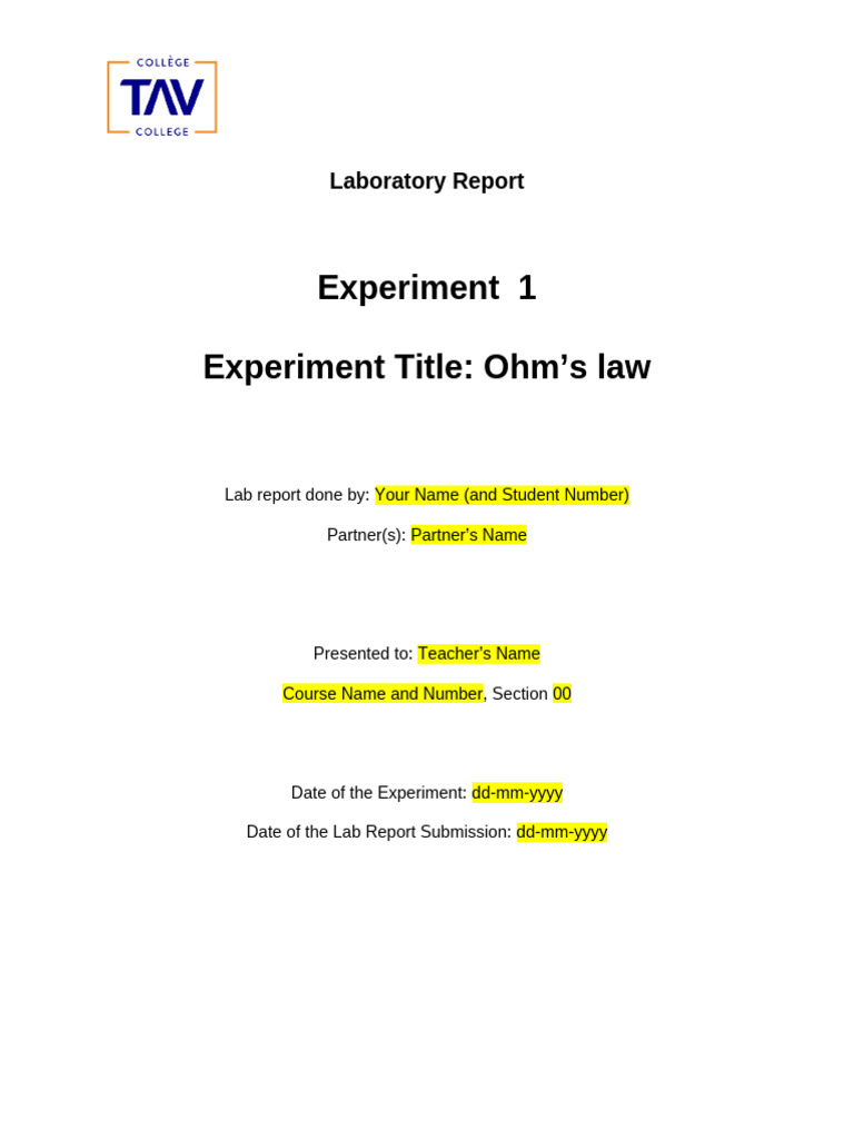 Ohm's Law Lab Report and Analysis | PDF