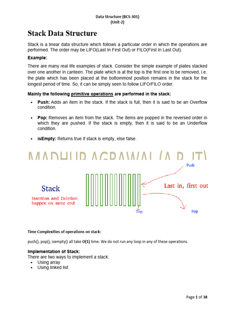 DS (BCS-301) Unit 2 CSE Stack and Queue | PDF | Queue (Abstract Data Type) | Pointer (Computer ...