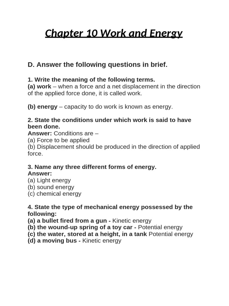 Work and Energy Concepts Explained | PDF | Force | Potential Energy