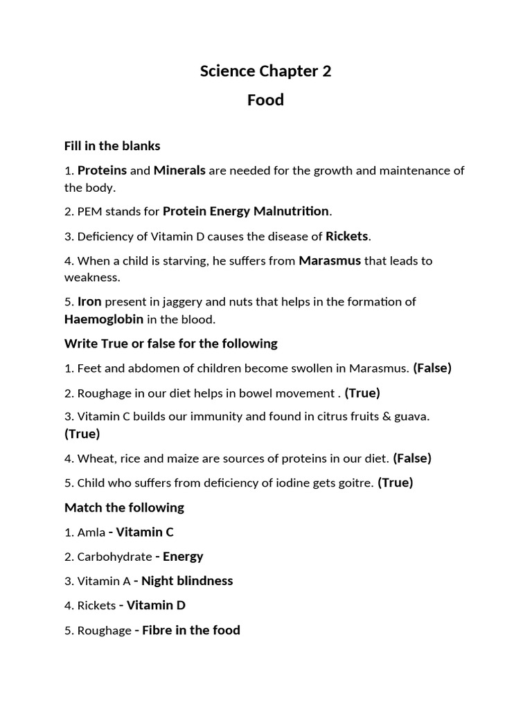 Sidak Science Chapter 2 Food | PDF | Foods | Vitamin