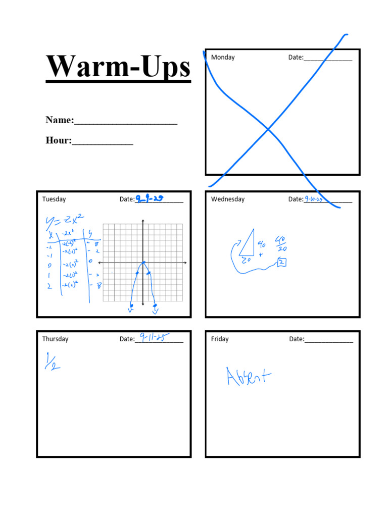 Weekly Warm-Up Schedule Template | PDF