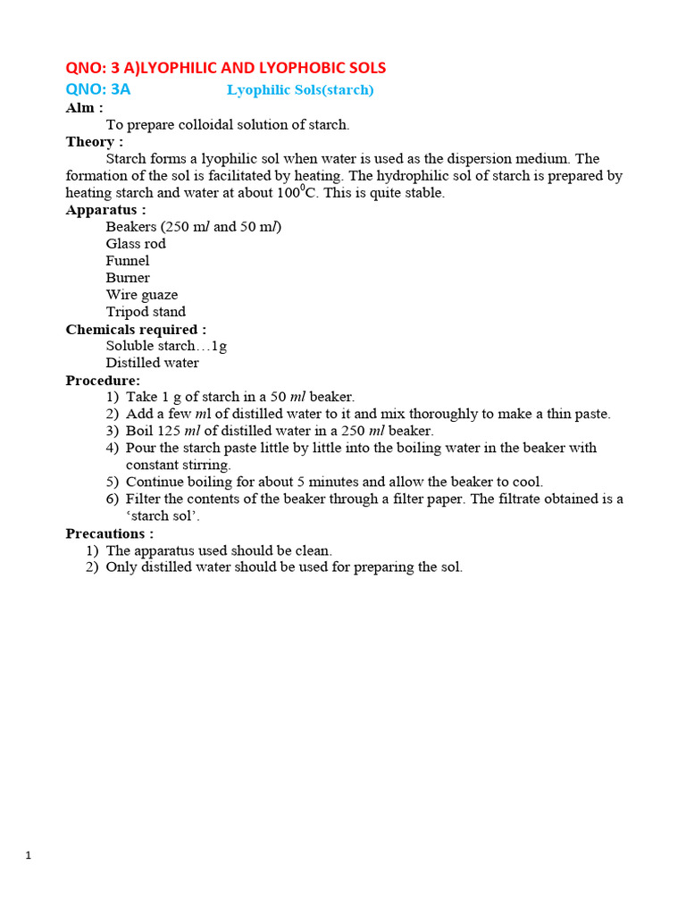 q.no-3 Lyophilic and Lyophobic Sols+ Carbohydrates and Proteins | PDF ...