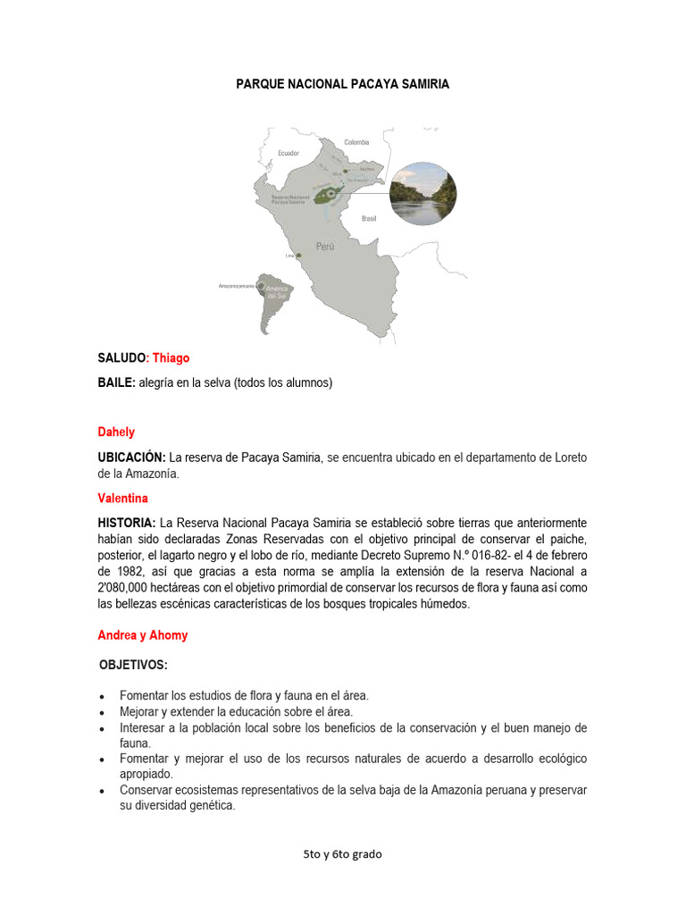 Reserva Nacional Pacaya Samiria: Flora y Fauna | PDF | Entorno natural ...