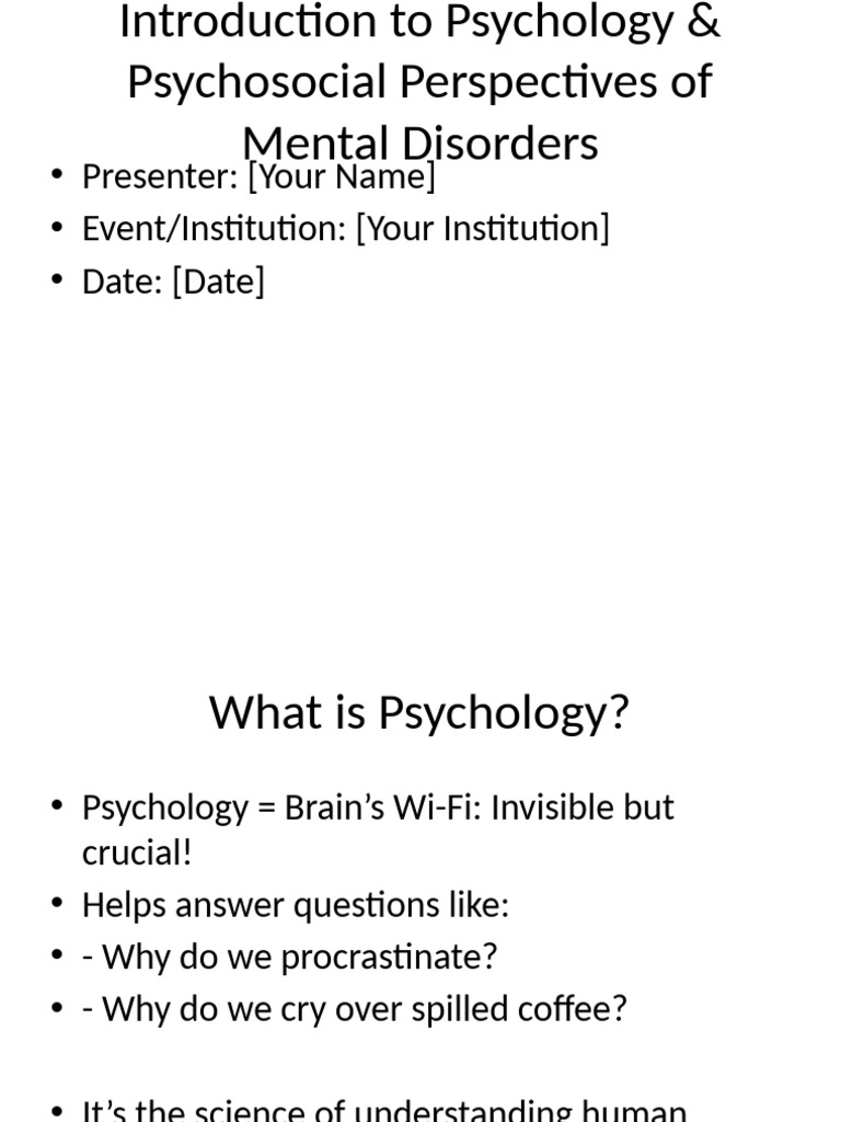 Psychology and Psychosocial Perspectives | PDF | Mental Health | Mental ...