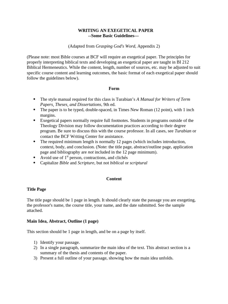 Writing An Exegetical Paper Rev 2021 | PDF | Exegesis | Bible