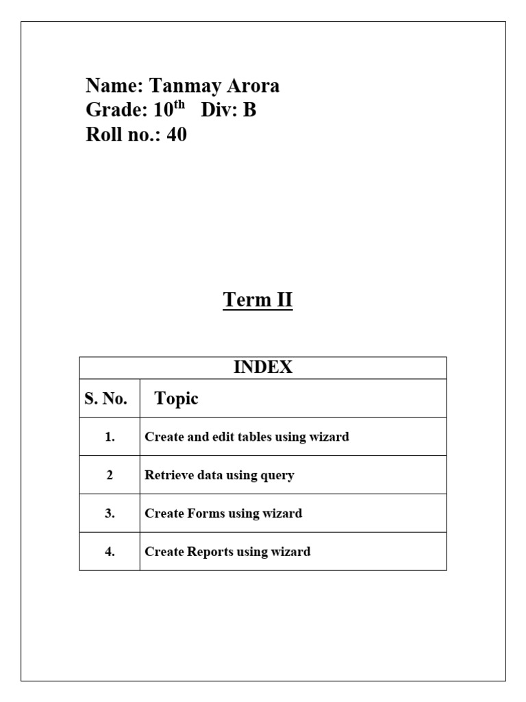 Tanmay Practical File Term II | PDF | Databases | Computing