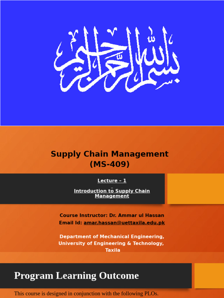 Lect 1_Introduction to SCM | PDF | Supply Chain Management | Supply Chain