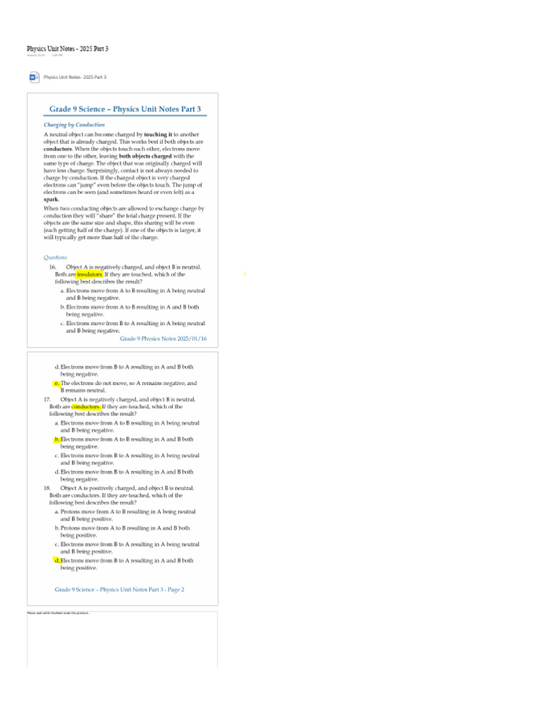 Physics Unit Notes 2025 Part 3 | PDF