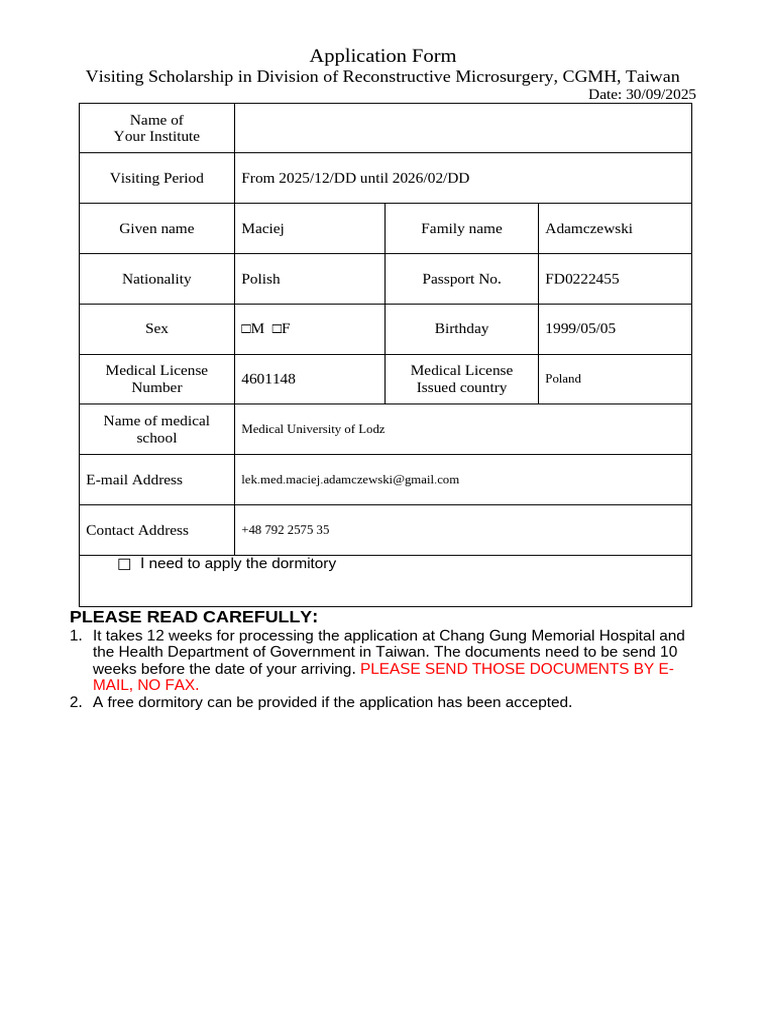 10 Application Form MD Visitor | PDF