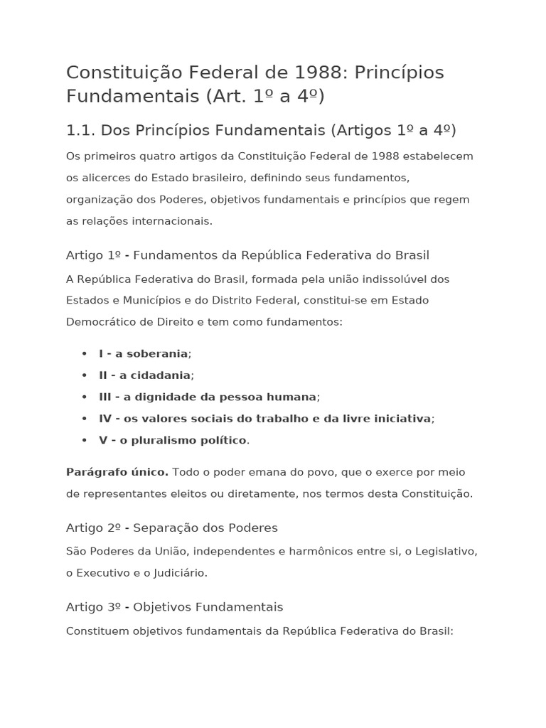 Princípios Fundamentais da CF/88 | PDF | Constituição | Estado