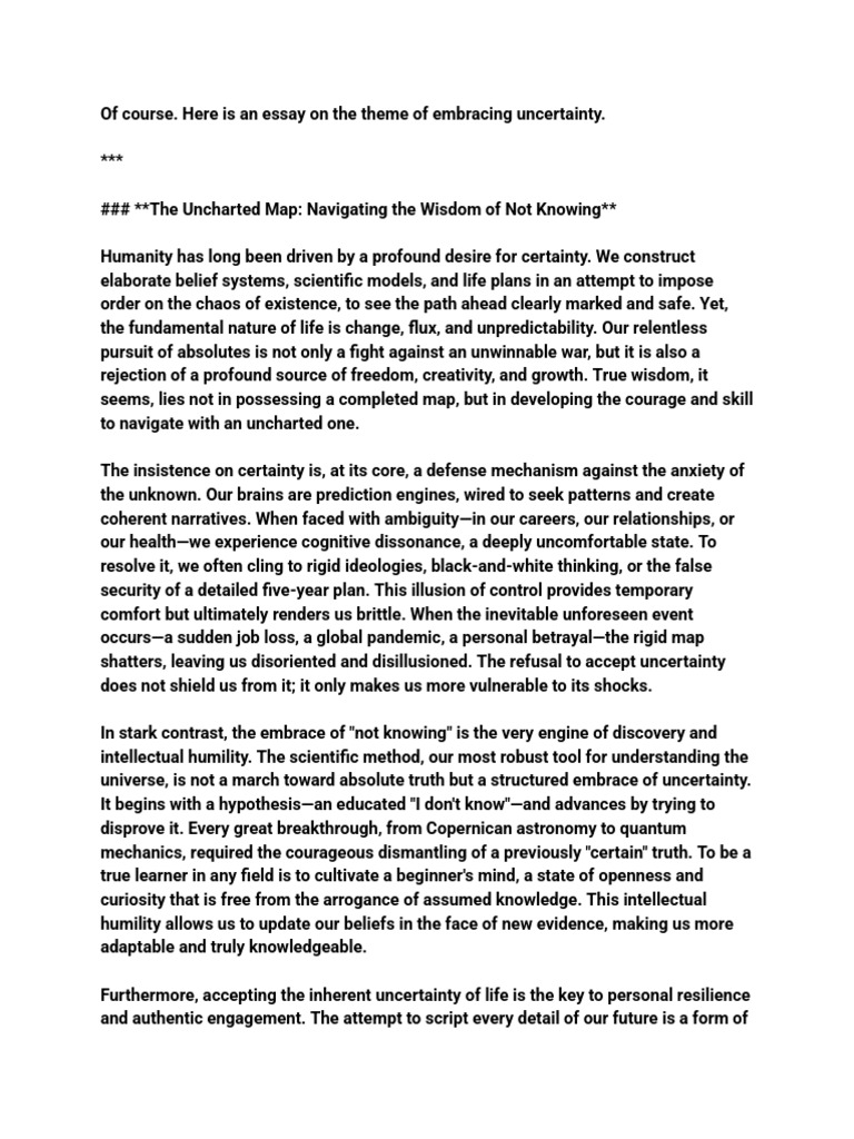 The Uncharted Map - Navigating The Wisdom of Not Knowing | PDF | Wisdom | Uncertainty