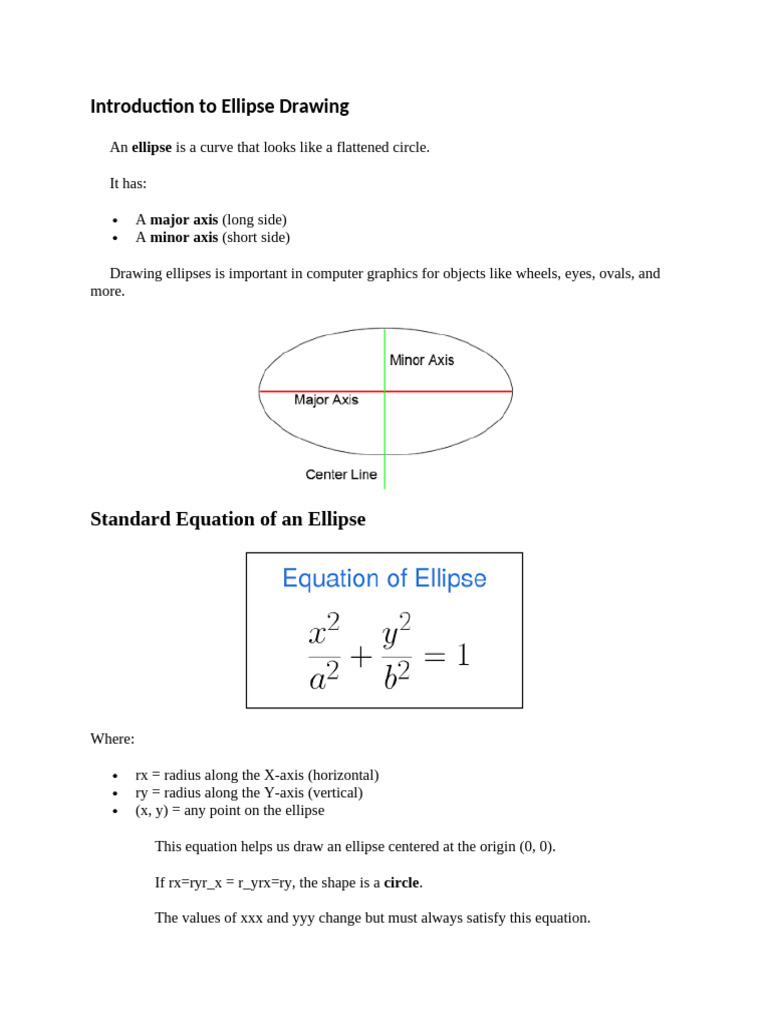 Mid-Point Ellipse Drawing Algorithm | PDF | Ellipse | Cartesian ...