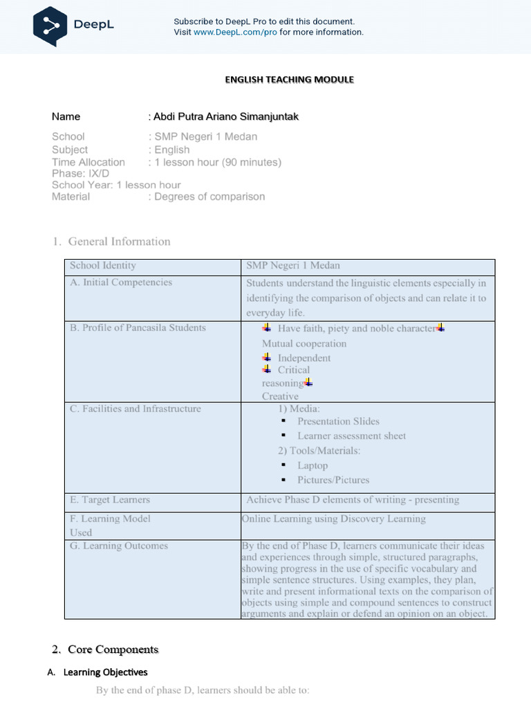 MODUL AJAR BAHASA INGGRIS FINAL en-US | PDF | Adjective | Adverb