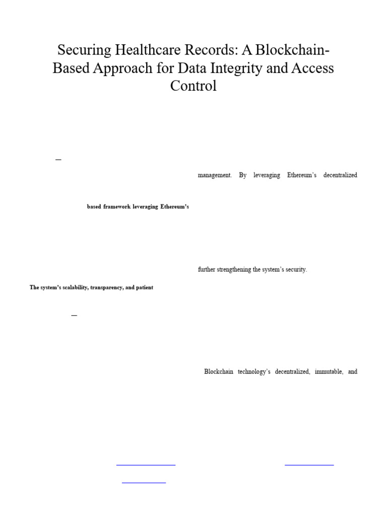 Blockchain for Secure Medical Records | PDF | Computer Security | Security