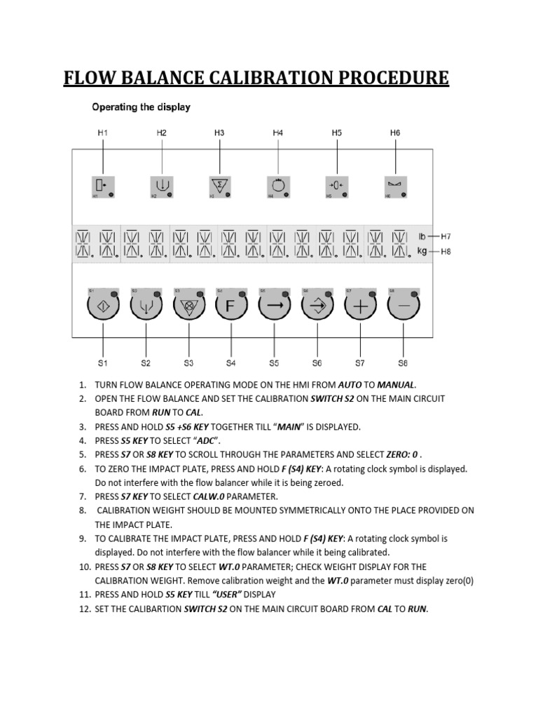 Balance Flow Calibration Procedure | PDF