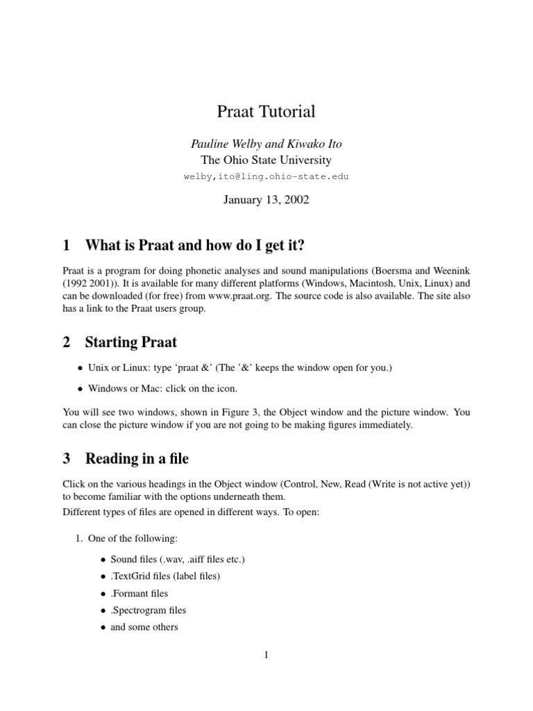 Praat Tutorial | PDF | Scripting Language | Pitch (Music)