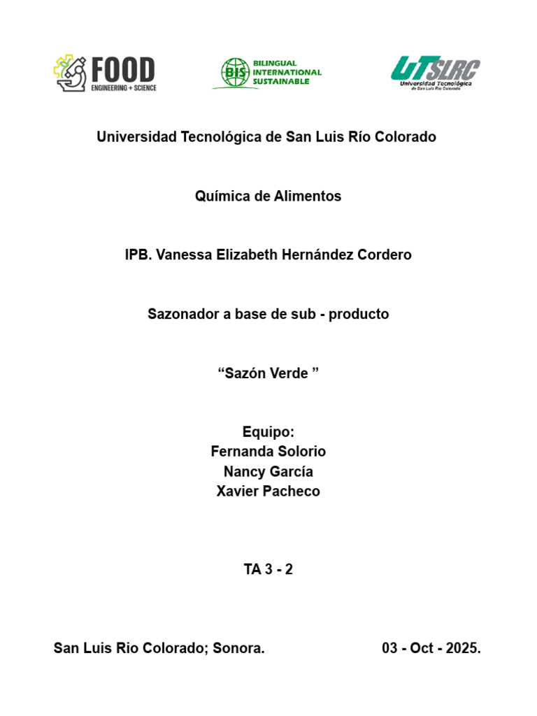 Sazonador "Sazón Verde": Proceso de Elaboración | PDF
