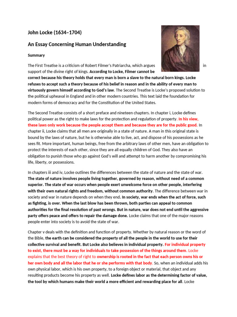 Locke's Second Treatise: Rights & Governance | PDF | John Locke | Property