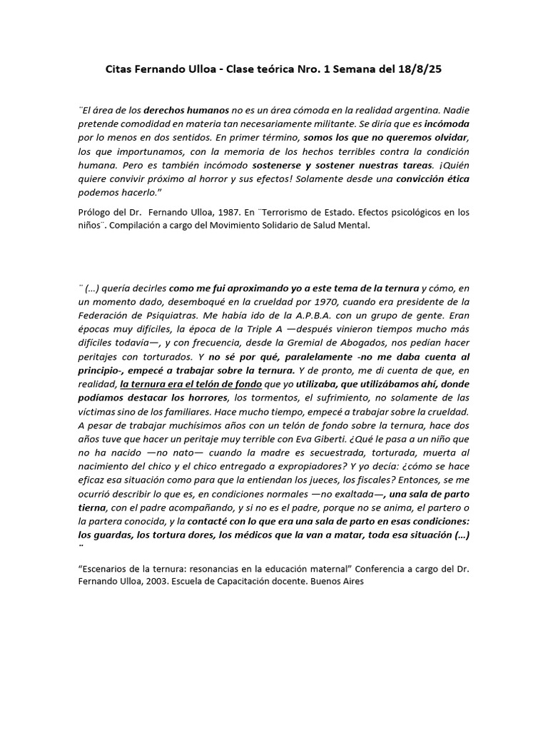 Citas Fernando Ulloa - Teórico N°1 | PDF
