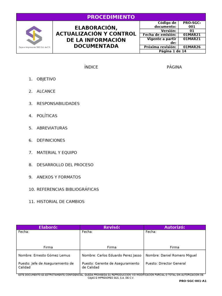 Control de Documentos del SGC | PDF | Documento | Sistema de manejo de ...
