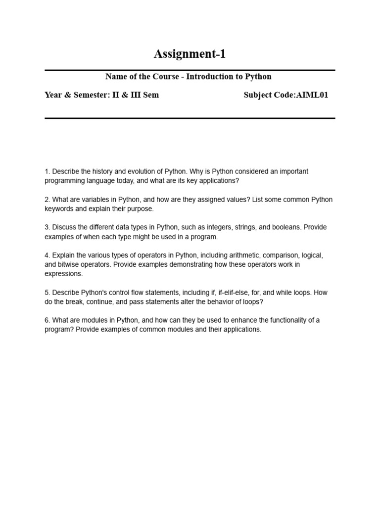 Python Assignment 1 | PDF