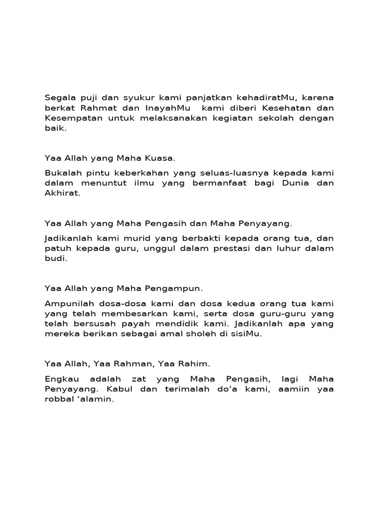 Doa Syukur dan Harapan Siswa | PDF