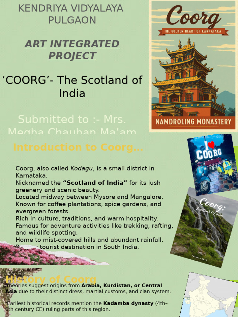 Art Integrated Project: COORG'-The Scotland of India | PDF | Curry | Foods