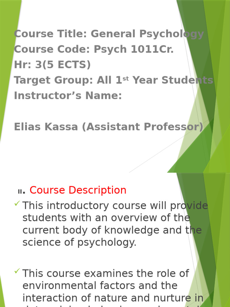 General Psychology Slides | PDF | Perception | Classical Conditioning