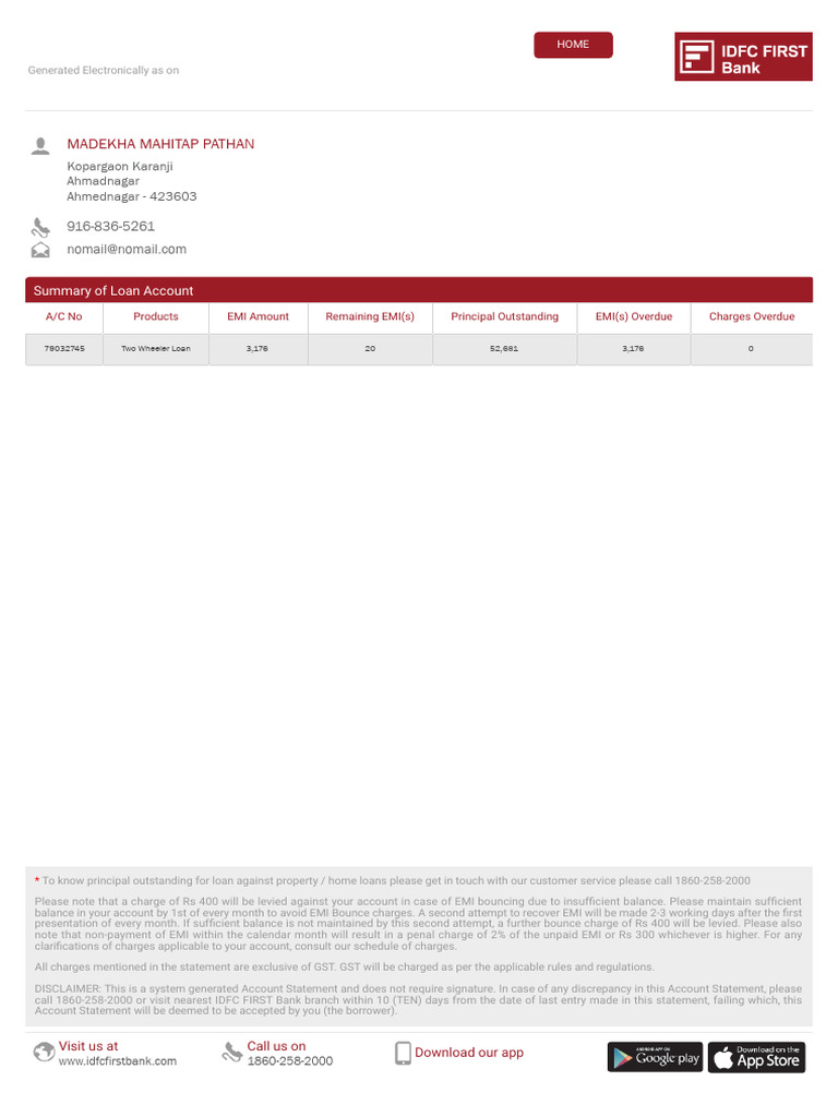 Statement of Accounts - 202017702 | PDF | Payments | Receipt